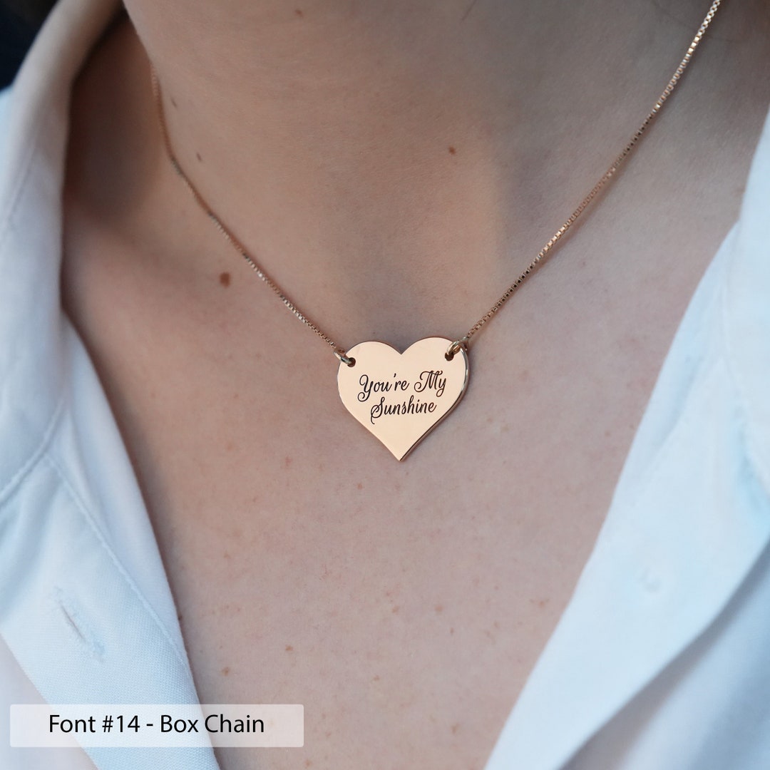 Personalized Heart Necklace, Engraved Heart Necklace, Engraved Heart ...
