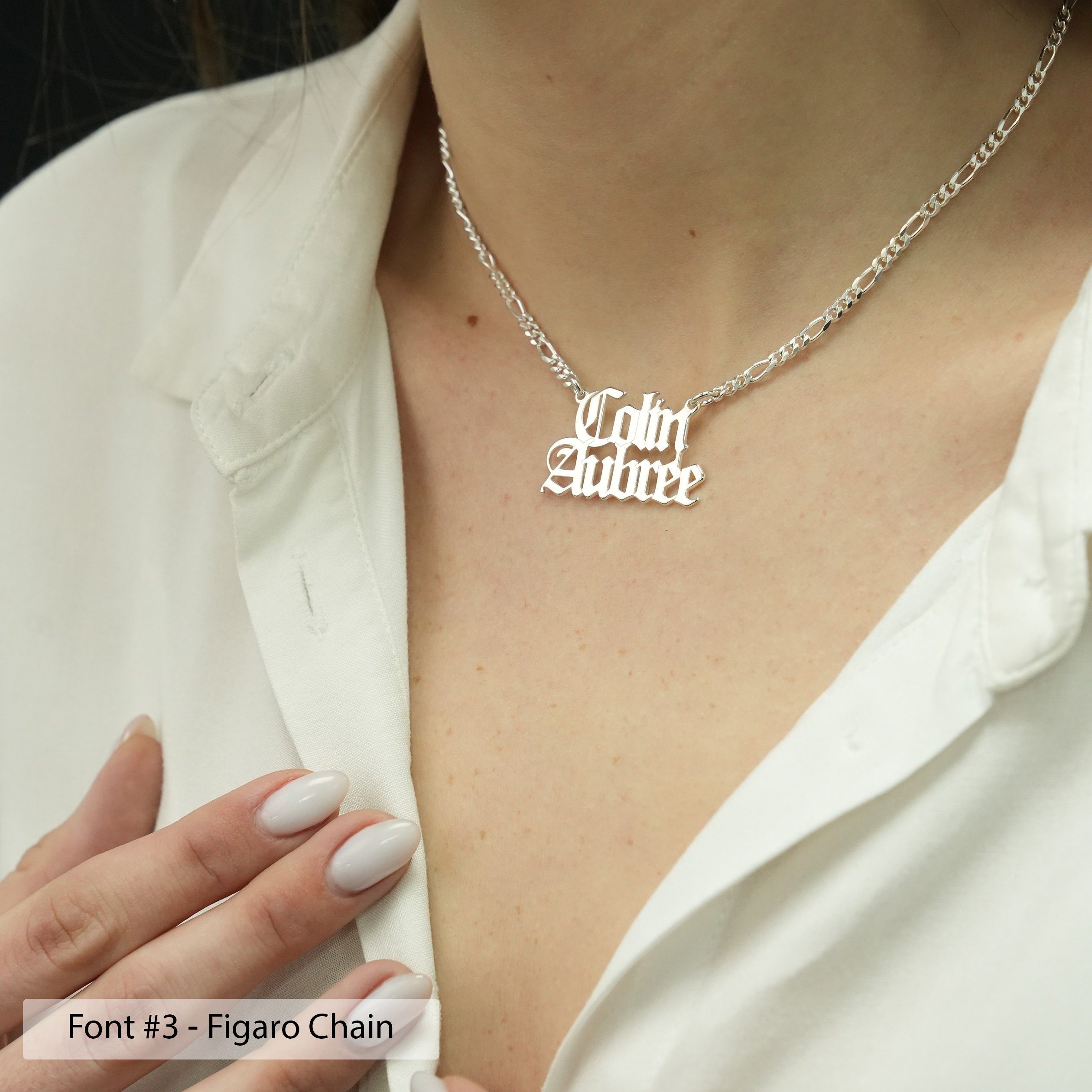 Double Name Necklace Double Name Plate Necklace Two Name - Etsy