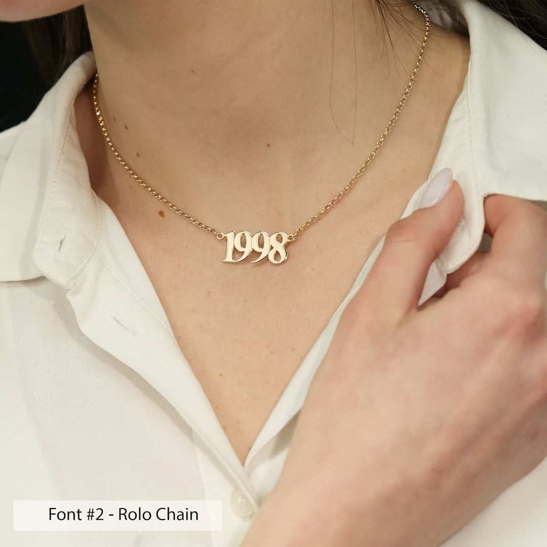Personalized Year Necklace, Birth Year Necklace, Custom Number Necklace ...