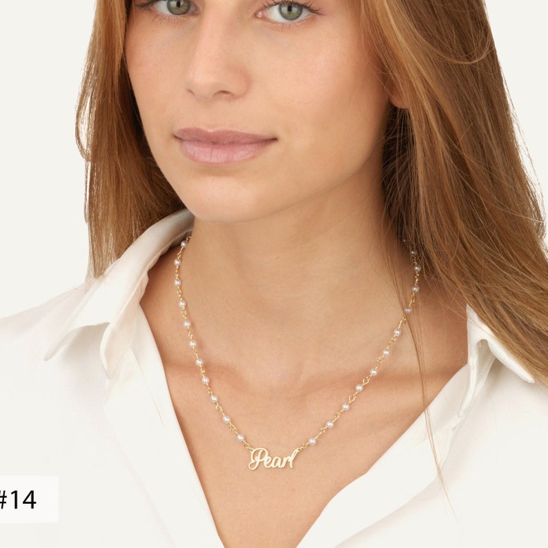 Personalized Pearl Name Necklace, Handmade Pearl Name Necklace, Beaded ...