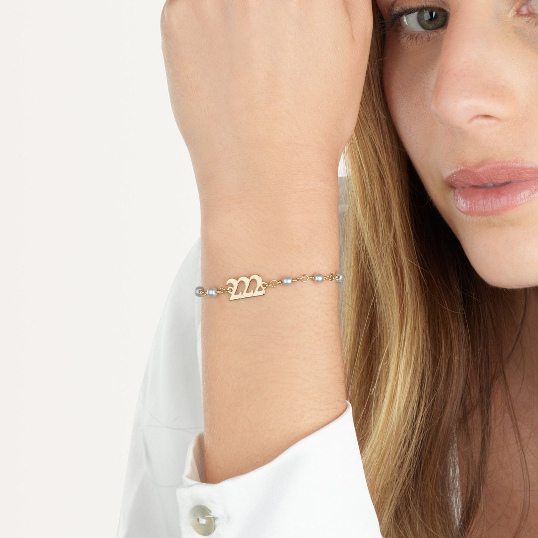 Pearl Angel Number Bracelet, Number Bracelet, Lucky Number Bracelet ...
