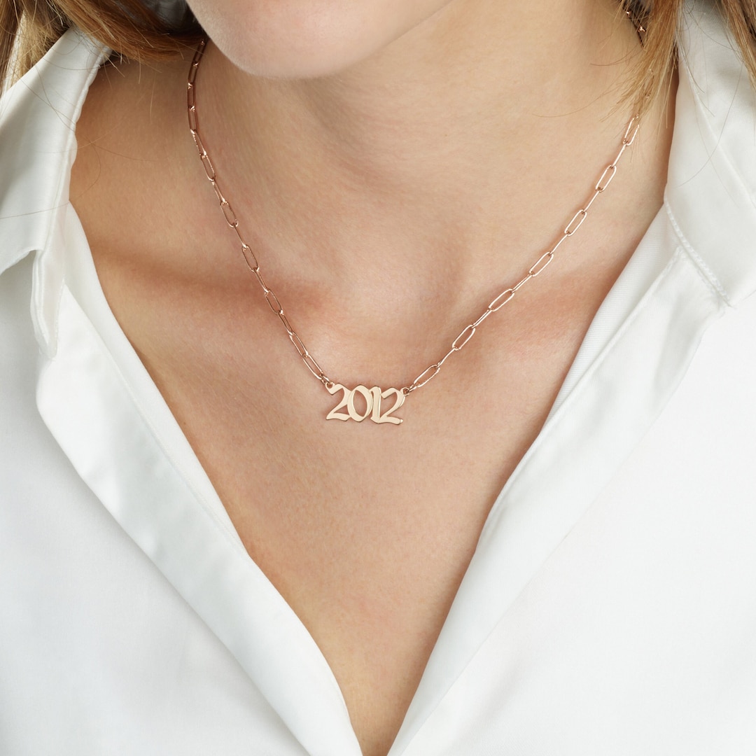 Paperclip Year Necklace, Birth Year Paper Clip Necklace, Link Chain ...