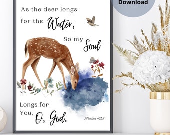 Deer Scripture Print - Etsy
