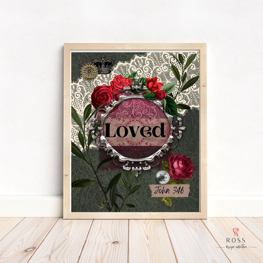 John 3:16 Scripture Art - Printable Bible Verse Collage - Spiritual ...