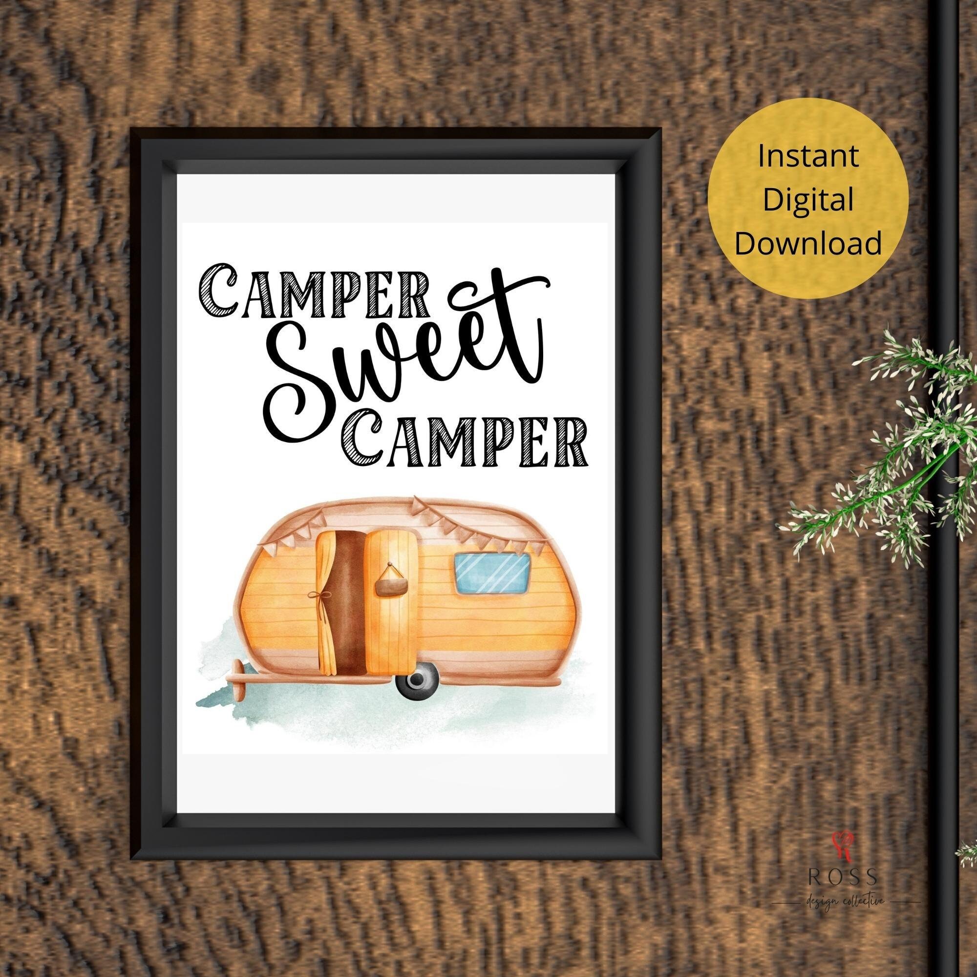 Camper Sweet Camper Printable Wall Art, Camping Digital Print, Camper ...