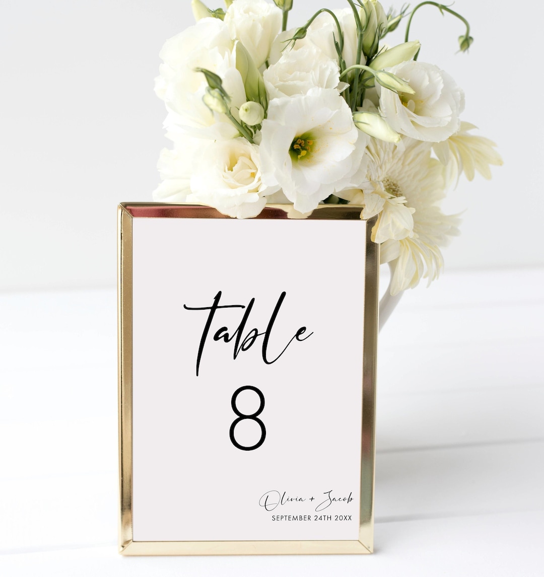 Printable Custom TABLE NUMBER Sign Template Elegant & Refined, Table ...