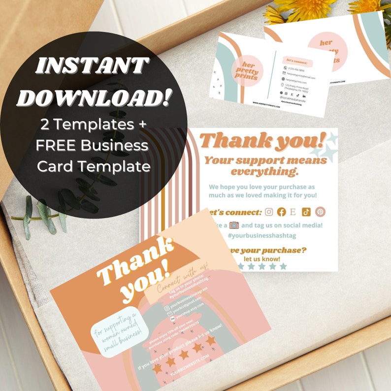 EDITABLE INSTANT DOWNLOAD Thank You Card Printable Thank You Card Small ...