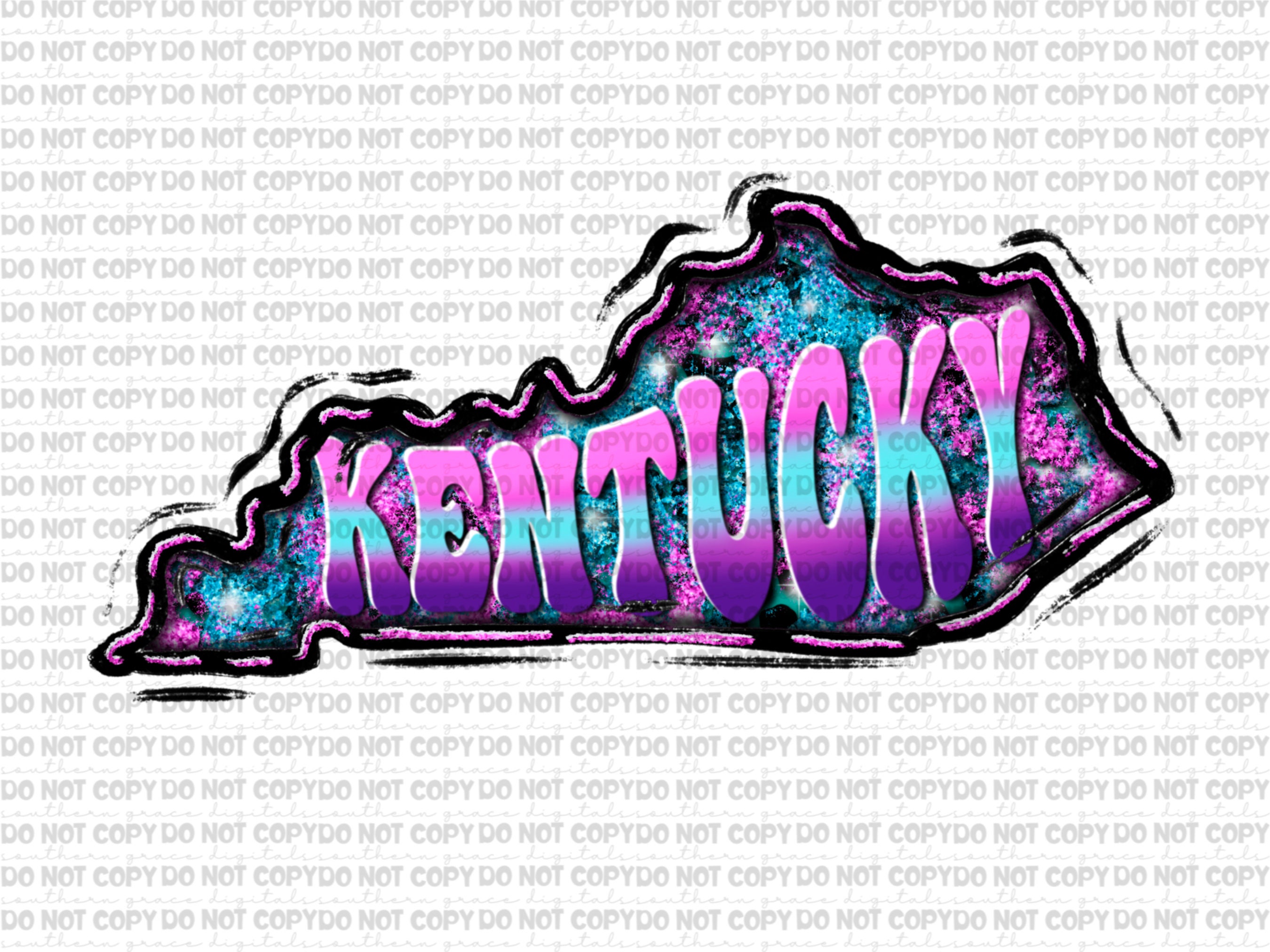 Retro Kentucky State Doodle Outline PNG Digital Download - Etsy