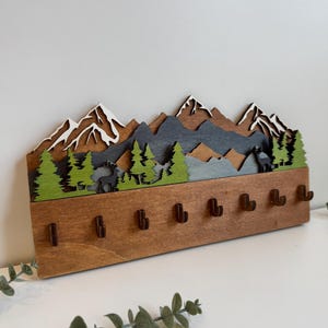 Key Holder Layered Mountains SVG, Keys Holder Laser DXF, Wall Key ...