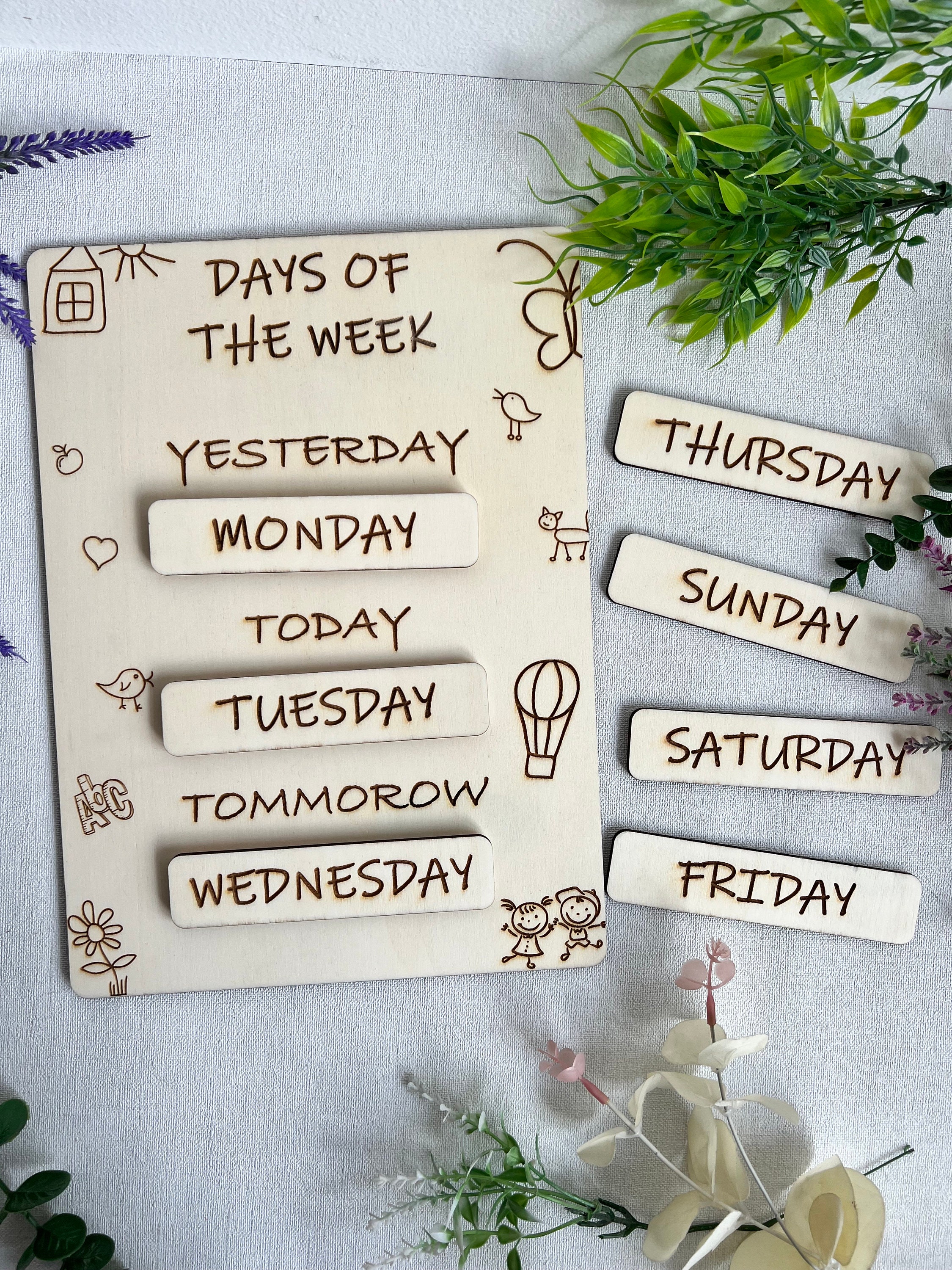 Days of the Week Learning Board, Montessori Kids Teaching (digital File ...