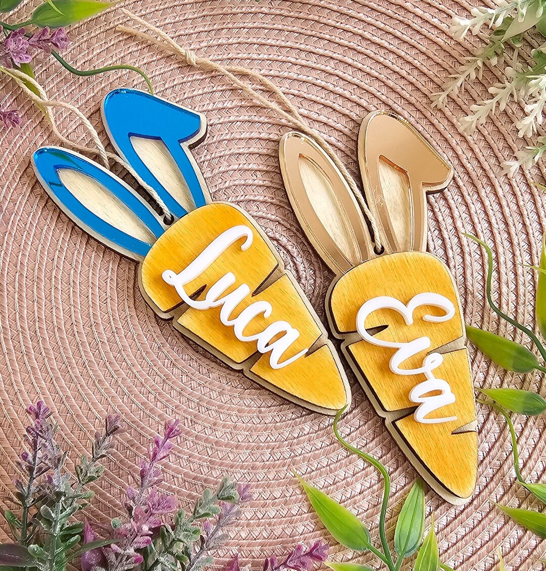 Easter Carrot Basket Tags Svg, Carrot Bunny Ears Tags Svg, Easter Name ...