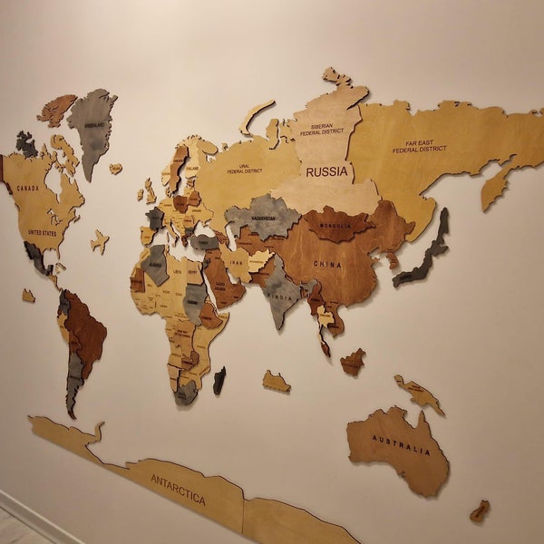 Wood World Map - Etsy