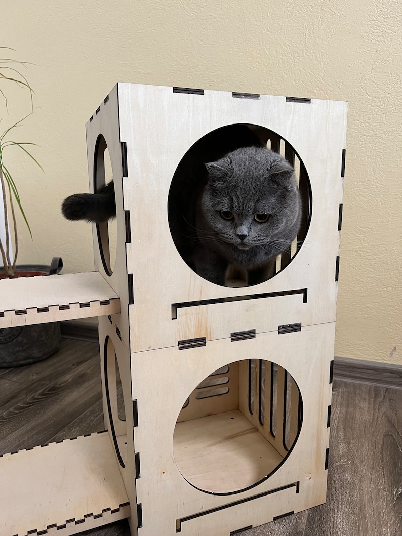 Modular Cat House: 4 Cubes With Bridges, Lasercut SVG DXF (digital ...