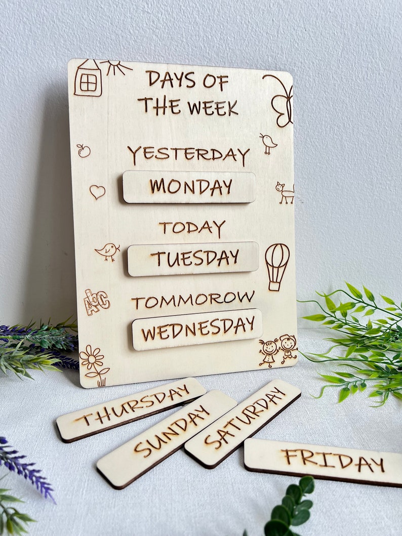 Days of the Week Learning Board, Montessori Kids Teaching (digital File ...