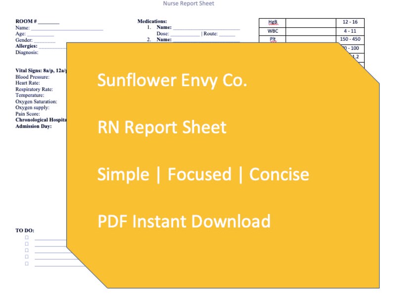 Nurse RN New Grad Report Sheet - Etsy