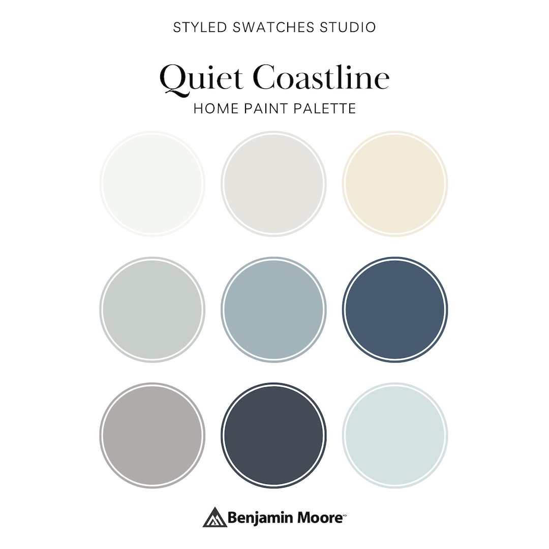 Benjamin Moore Quiet Coastline Paint Color Palette | Coastal Calm ...