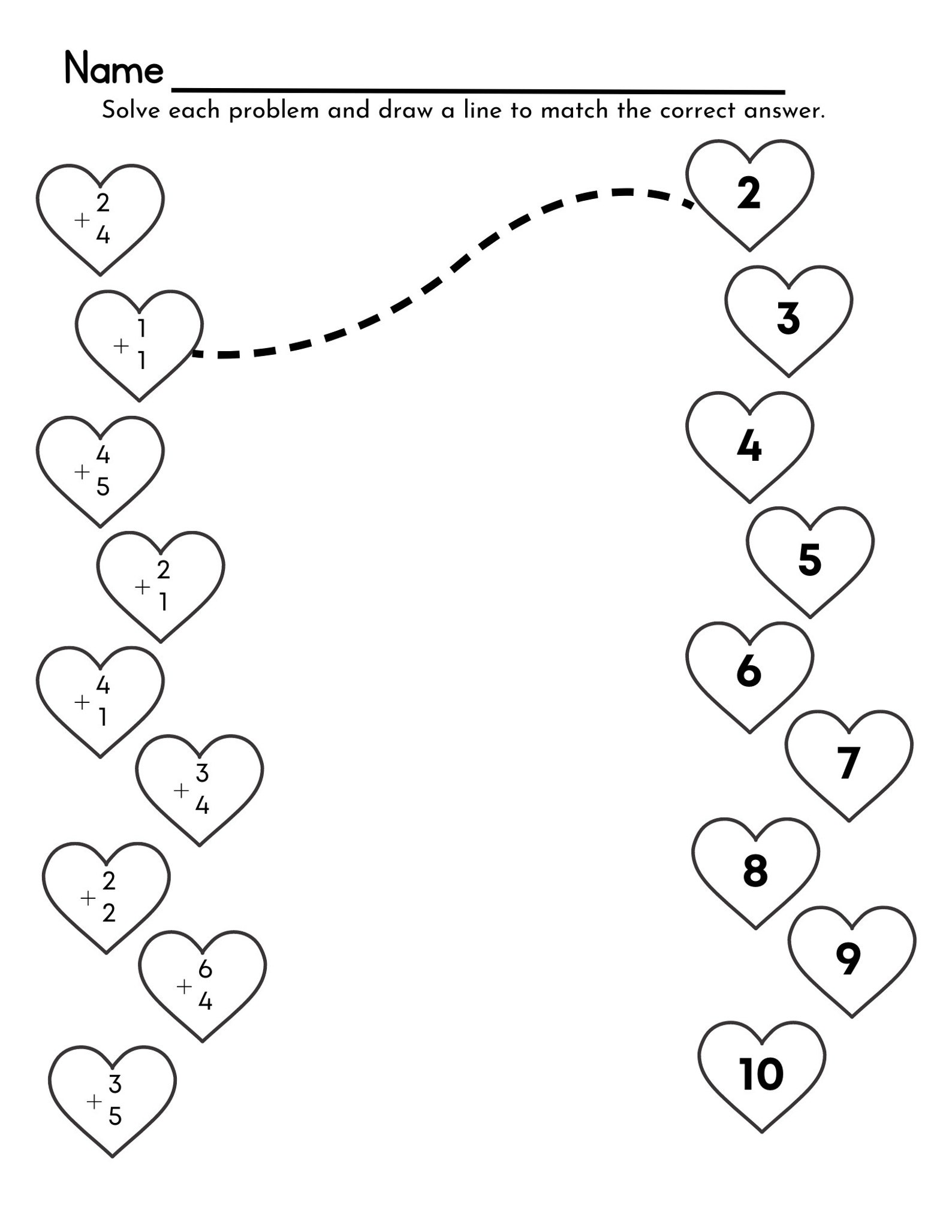 Valentine's Day Addition Math Worksheets Multiple - Etsy