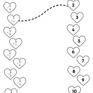 Valentine's Day Addition Math Worksheets Multiple - Etsy