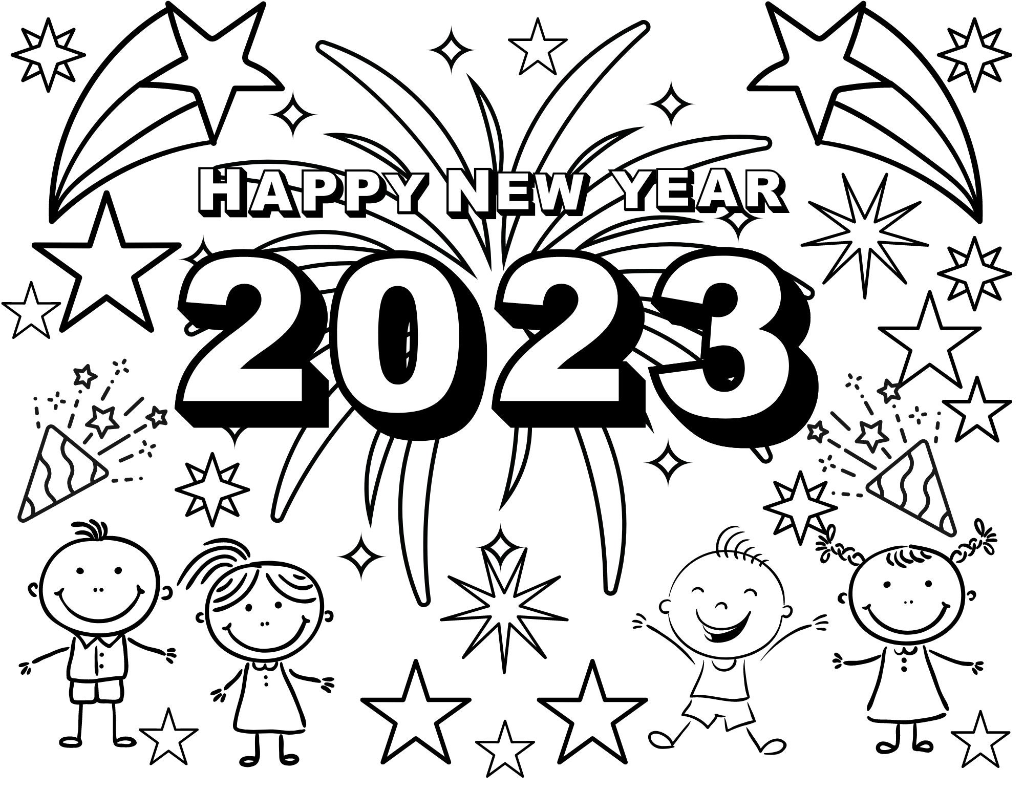 Happy New Year 2023 Coloring Sheet - Etsy