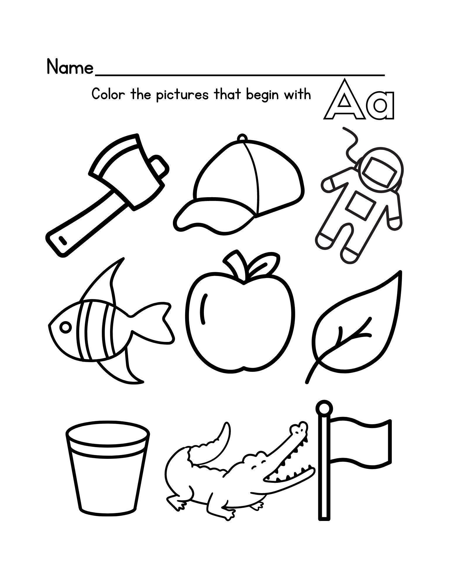 Beginning Sounds Worksheets 26 Letters Color the Pictures - Etsy