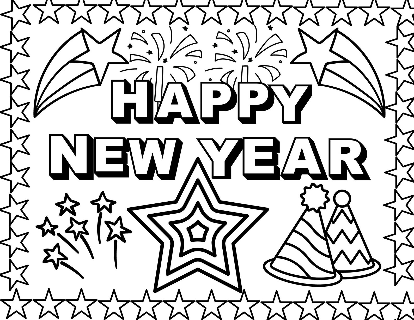 Happy New Year 2023 Coloring Sheet - Etsy