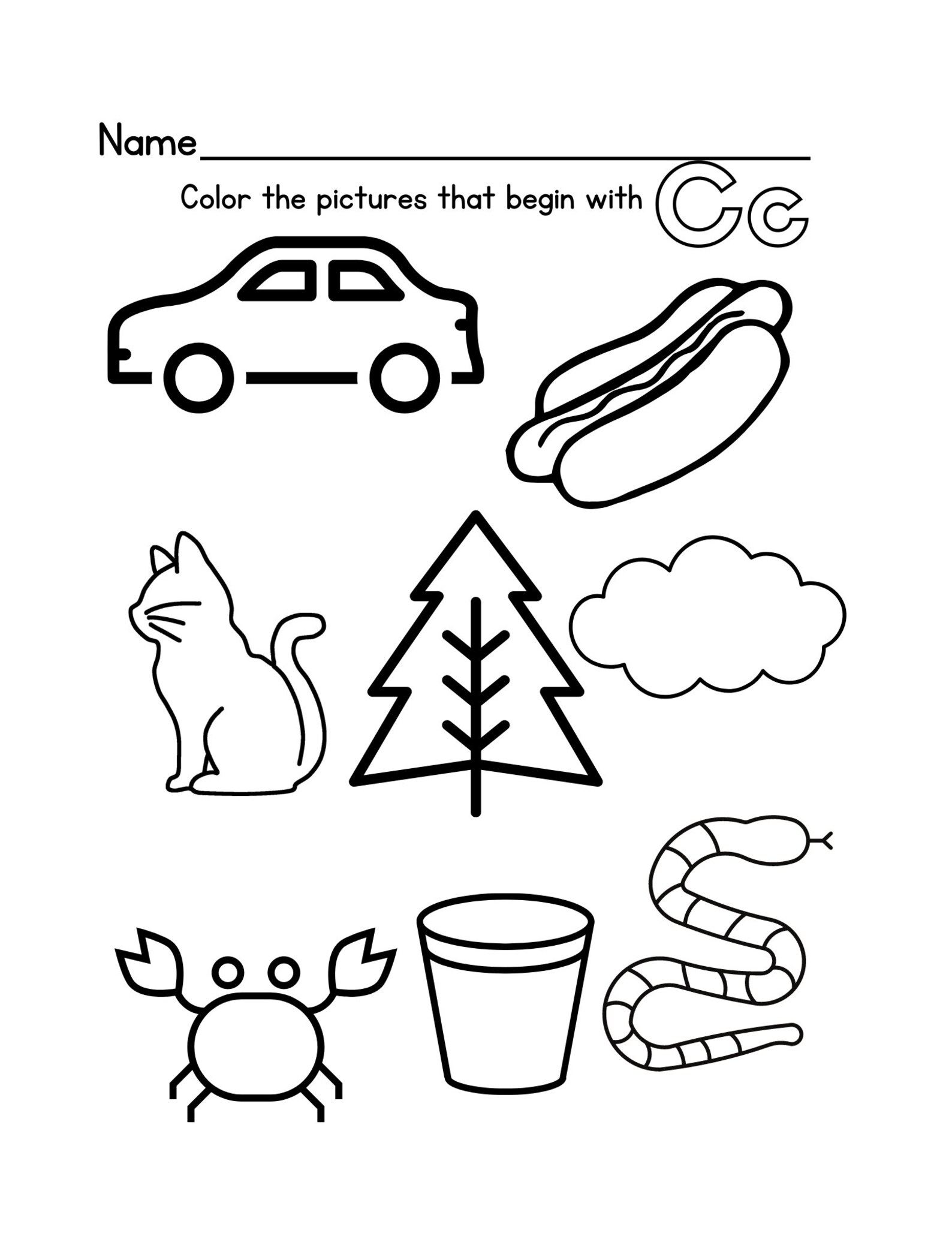 Beginning Sounds Worksheets 26 Letters Color the Pictures - Etsy