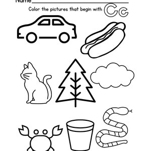 Beginning Sounds Worksheets 26 Letters Color the Pictures - Etsy