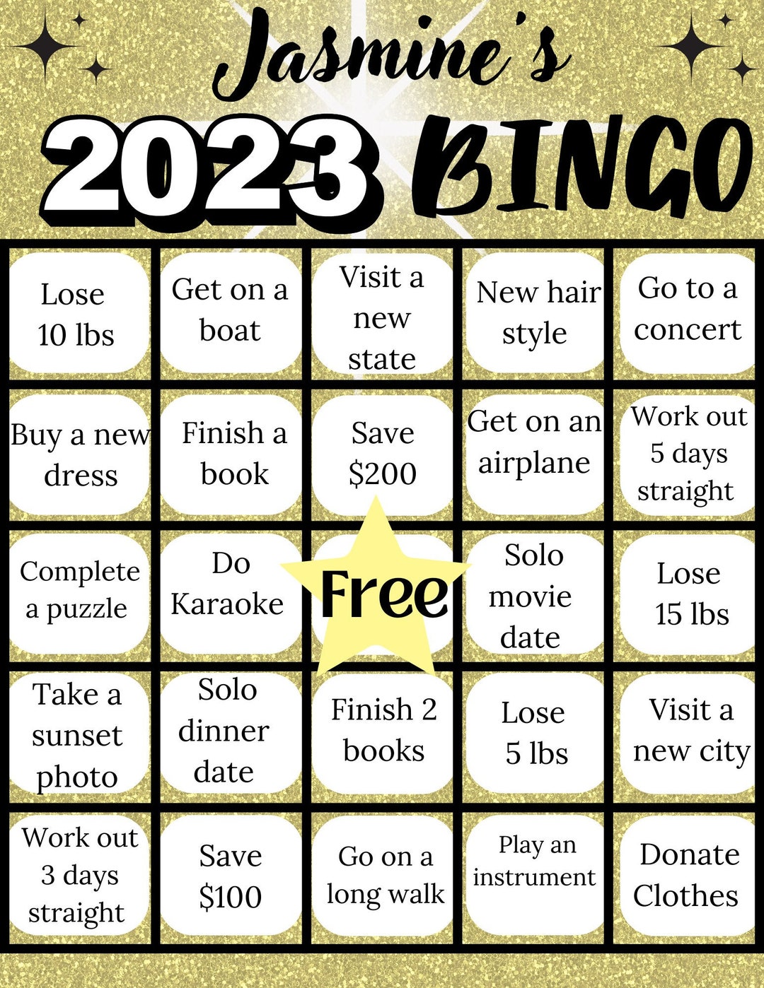2023 New Years BINGO Editable Goals! - Etsy