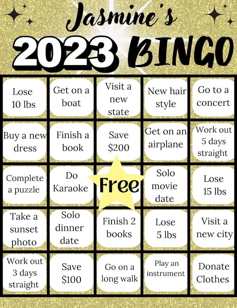 2023 New Years BINGO Editable Goals! - Etsy