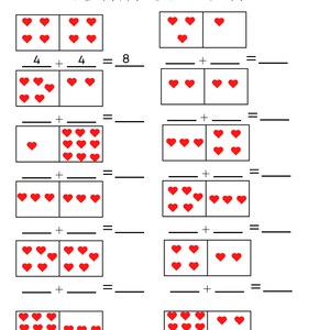 Valentine's Day Addition Math Worksheets Multiple - Etsy