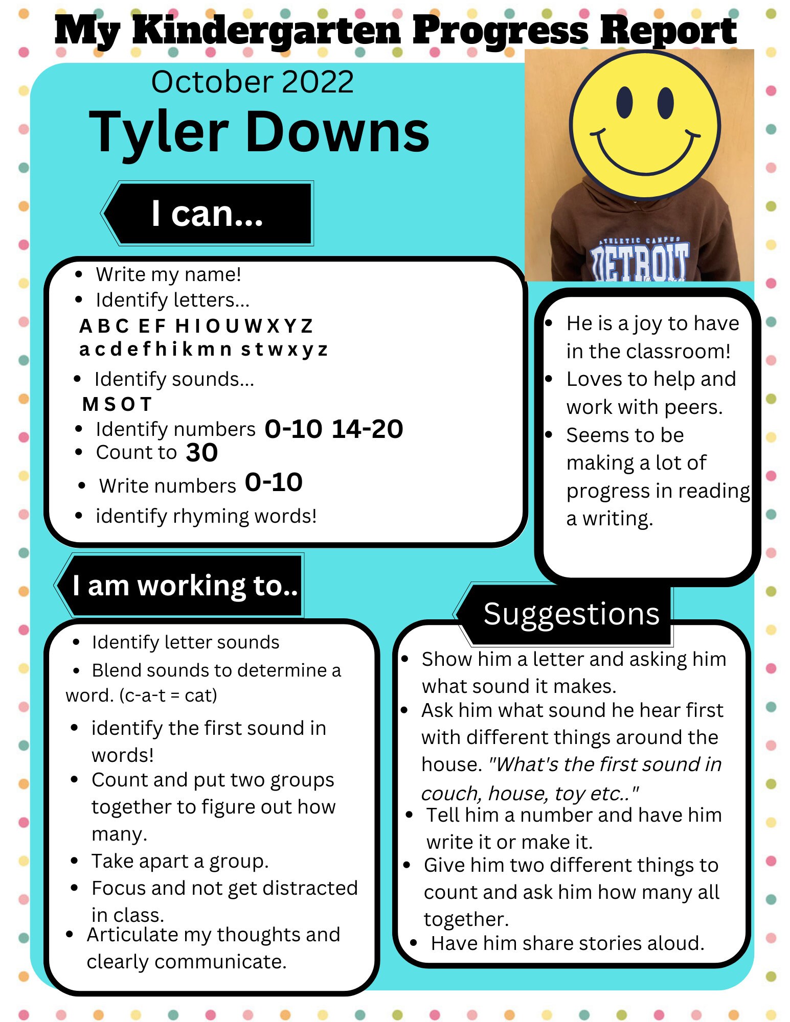 Student Progress Report Parent Conference Form 1 Pager Canva Template ...