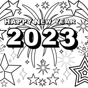 Happy New Year 2023 Coloring Sheet - Etsy
