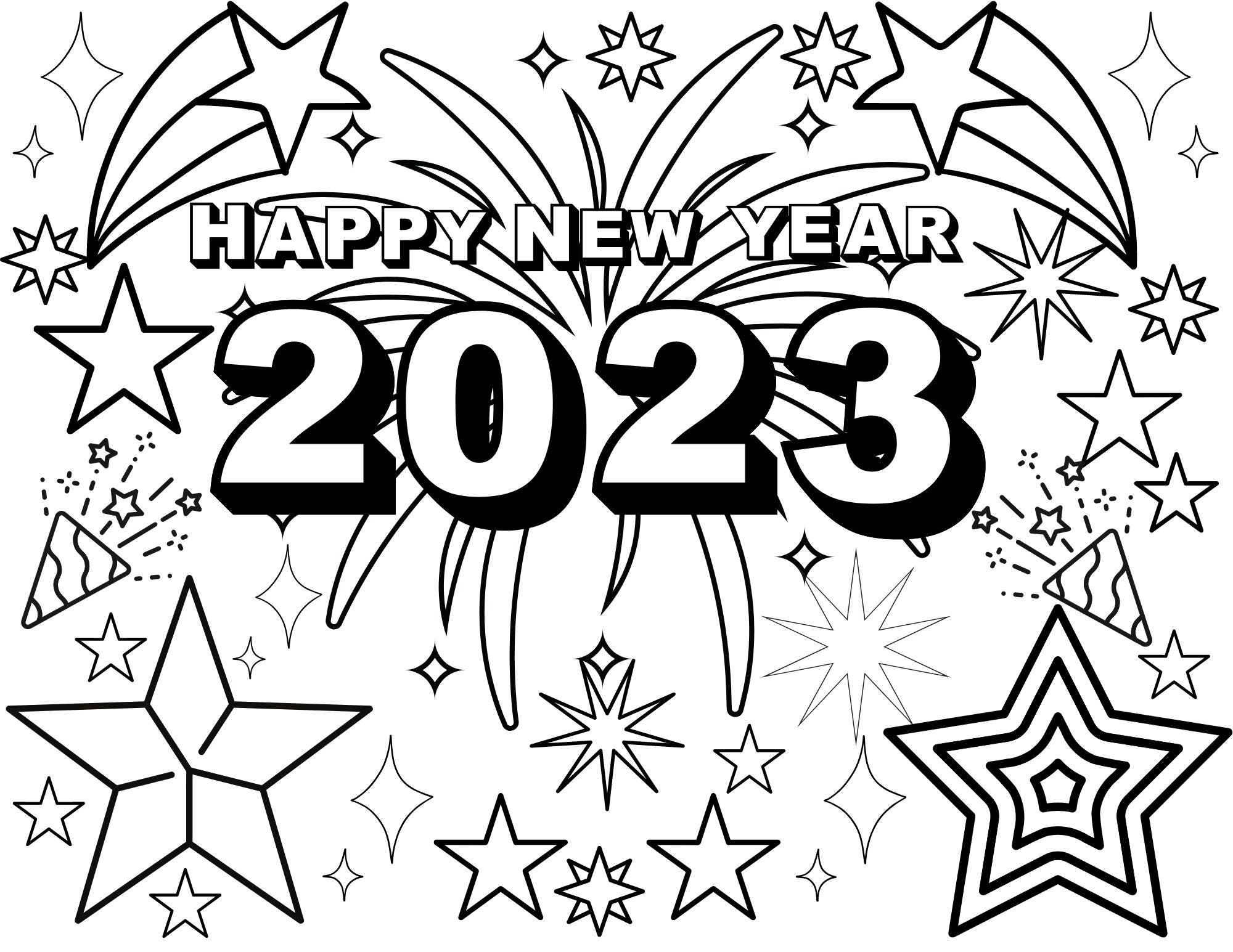 Happy New Year 2023 Coloring Sheet - Etsy