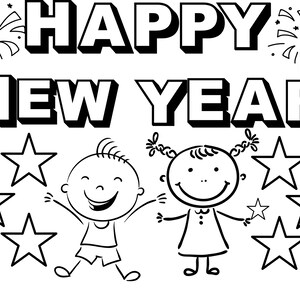 Happy New Year 2023 Coloring Sheet - Etsy