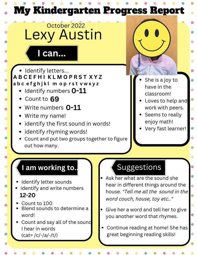 Student Progress Report Parent Conference Form 1 Pager Canva Template ...