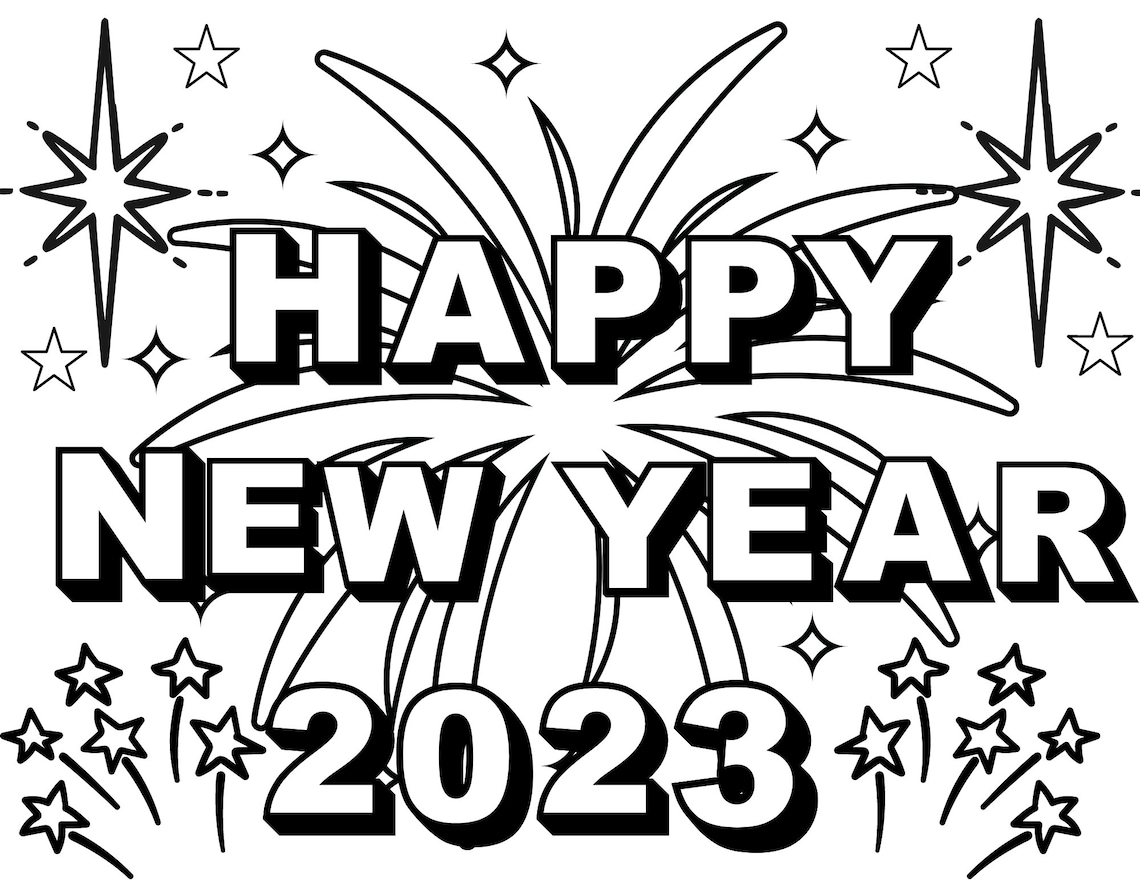 Happy New Year 2023 Coloring Sheet - Etsy