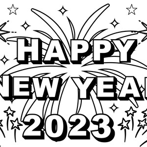 Happy New Year 2023 Coloring Sheet - Etsy