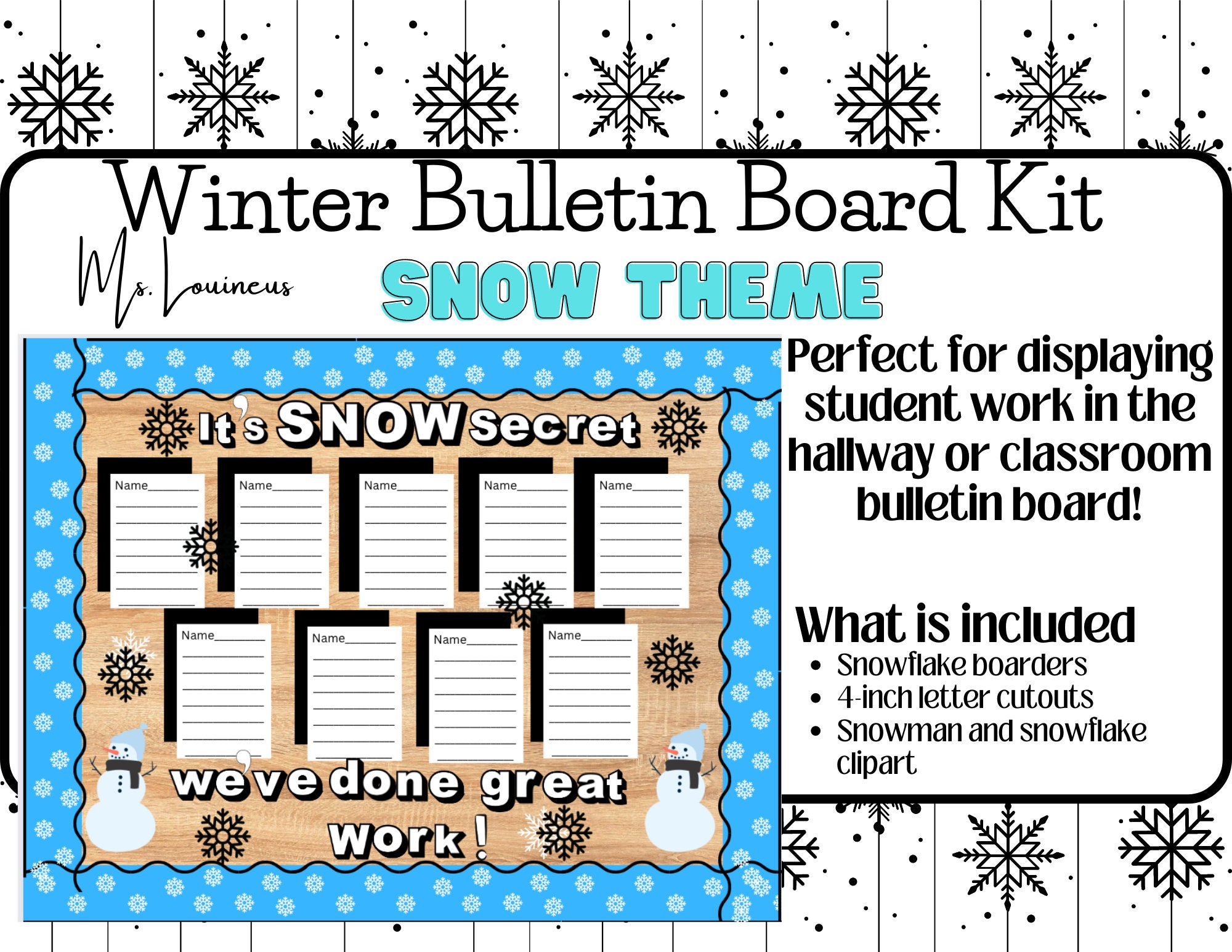 Winter January Bulletin Board Kit Display Student Work Hallway - Etsy