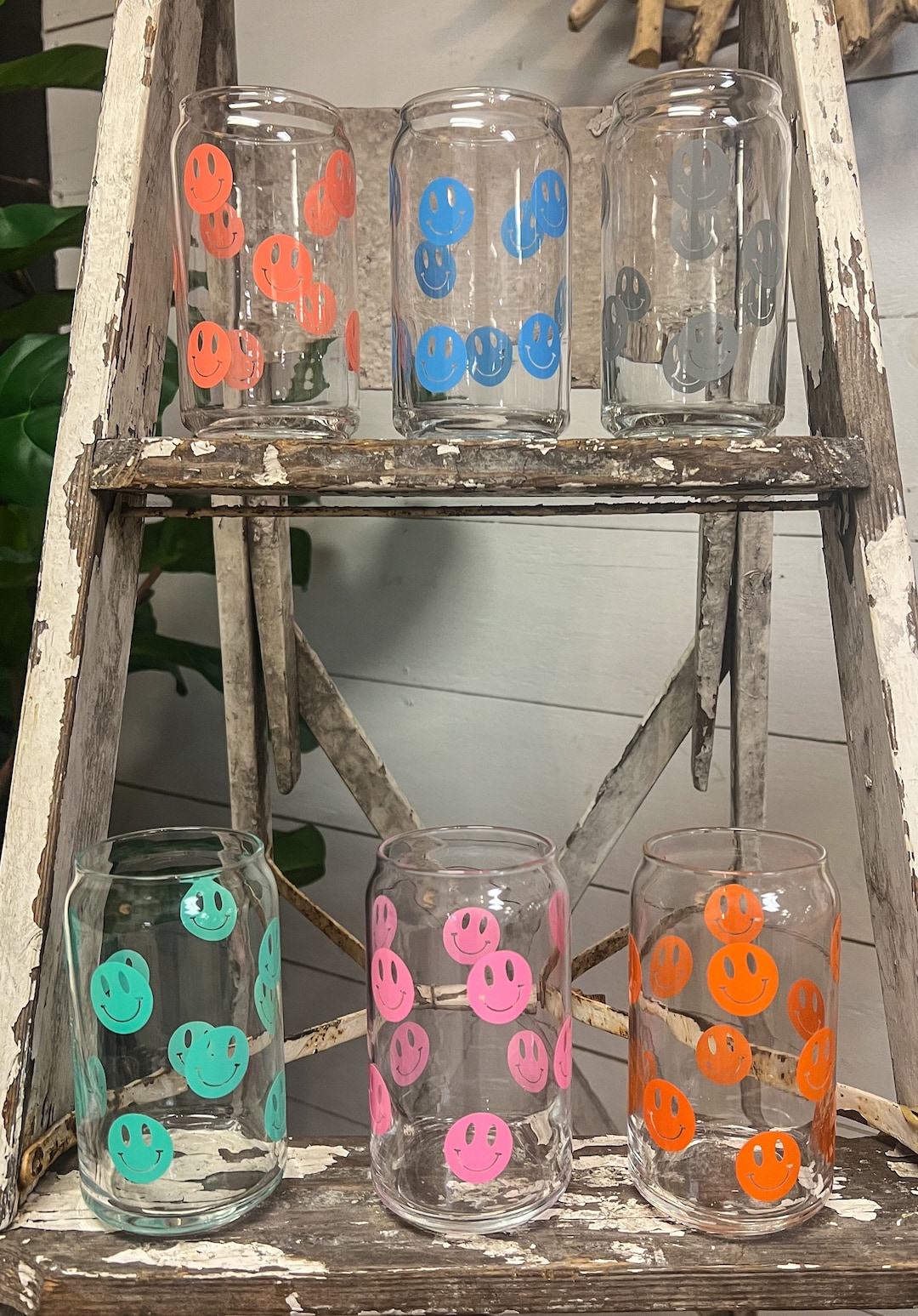 Smiley Glass Can - Etsy