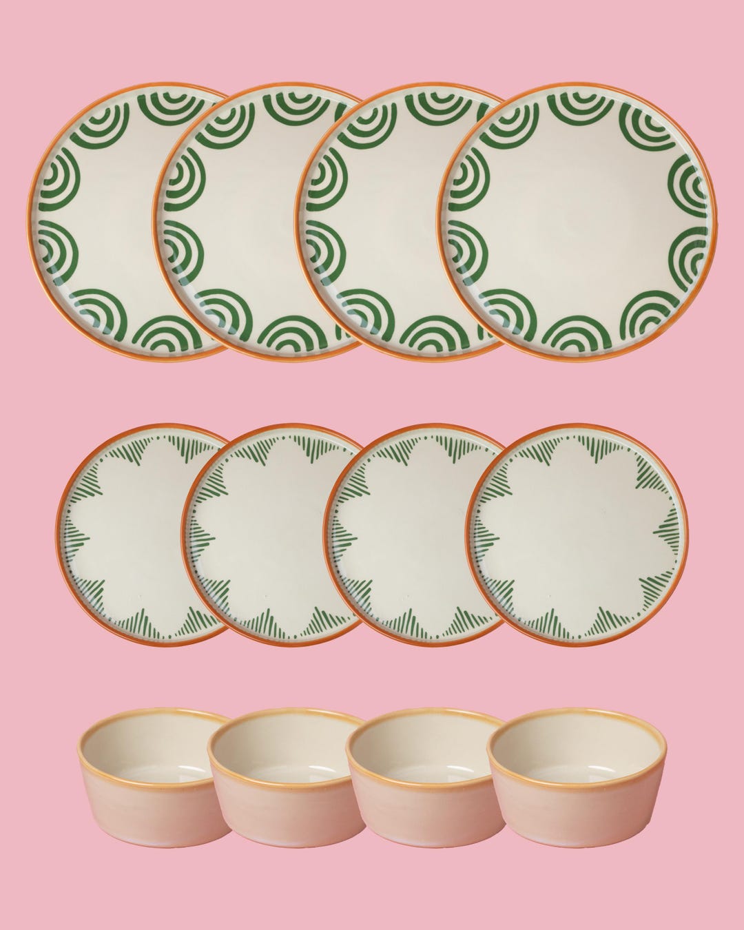 12-piece Handmade Stoneware Dinnerware Set - Lucía Collection, Rustic ...