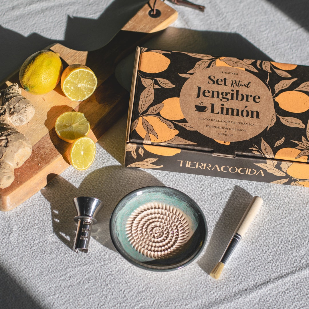 Handcrafted Ceramic Ginger Grater & Lemon Squeezer Set Eco-friendly ...