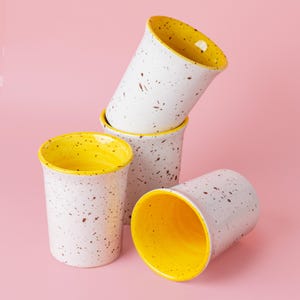 Handmade Ceramic Glass – Artisan Pottery From Spain, Yellow White ...
