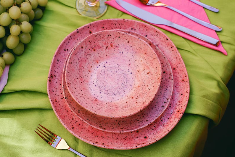 Handmade Pink Stoneware Plate: Rustic Elegant Tableware - Etsy