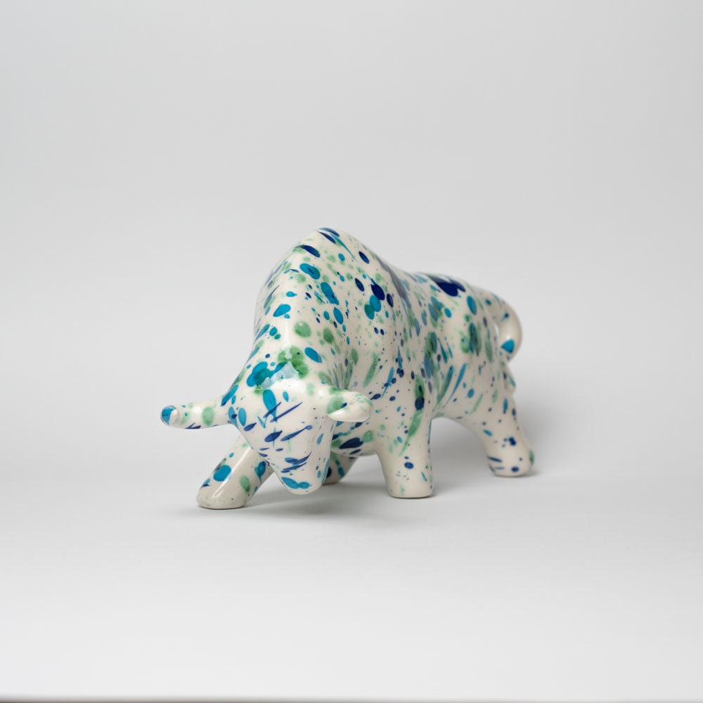 Ceramic Bull Sculpture Multi Color Handmade Farmhouse - Etsy