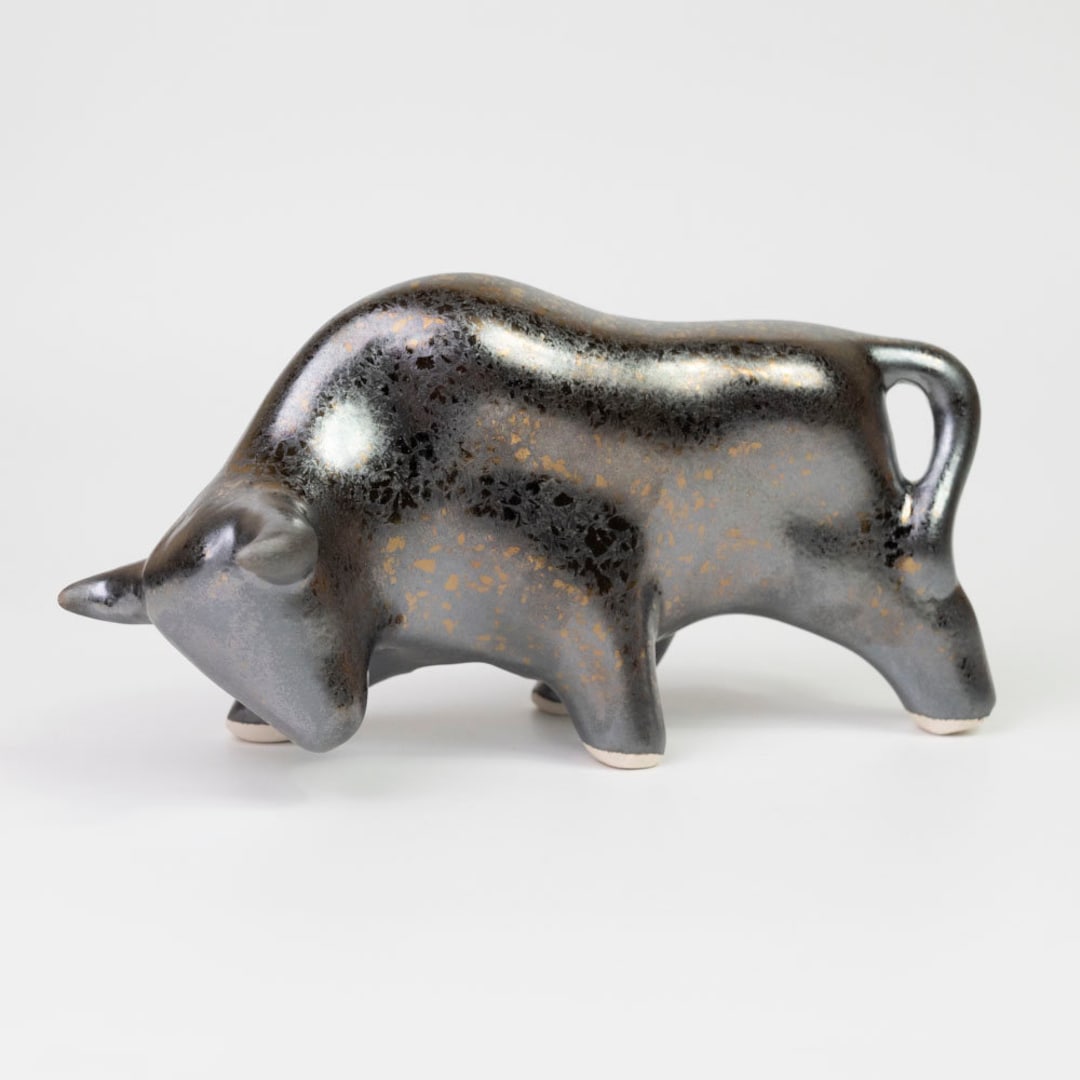 Ceramic Bull Sculpture - Colorfull - Bull Lover's Gift - Rustic Bull ...