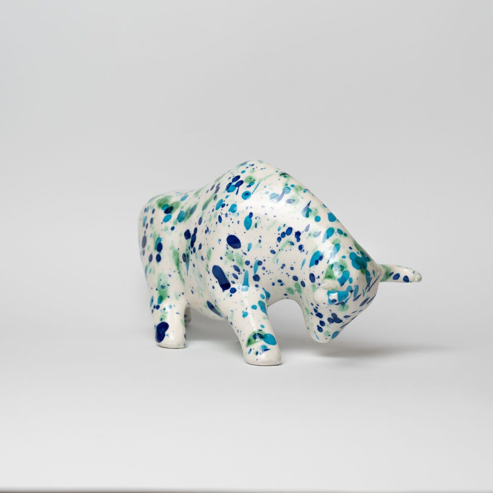 Ceramic Bull Sculpture Multi Color Handmade Farmhouse - Etsy