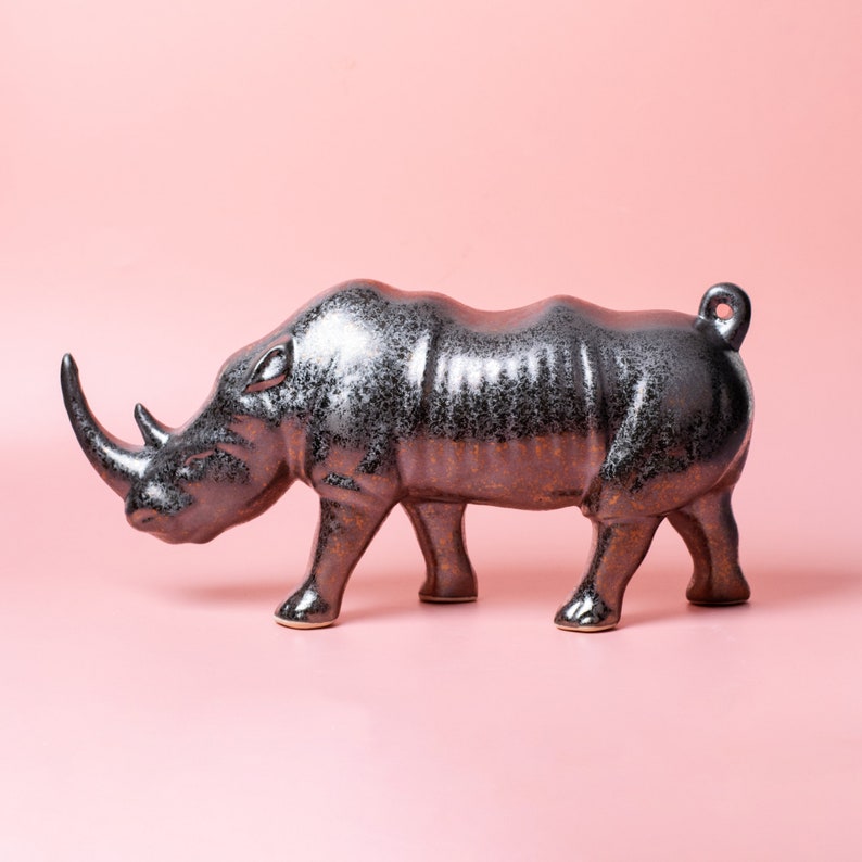 Ceramic Rhinoceros Sculpture Colorfull Rhinoceros Lover's Gift Rustic ...