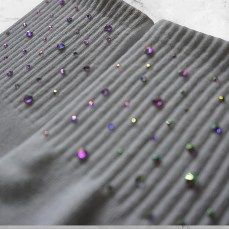 SPARKLY - Handmade Rhinestone Pilates Grip Socks Ft: Iridescent ...