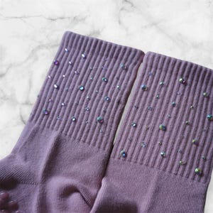SPARKLY - Handmade Rhinestone Pilates Grip Socks Ft: Iridescent ...