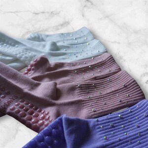 SPARKLY - Handmade Rhinestone Pilates Grip Socks Ft: Iridescent ...